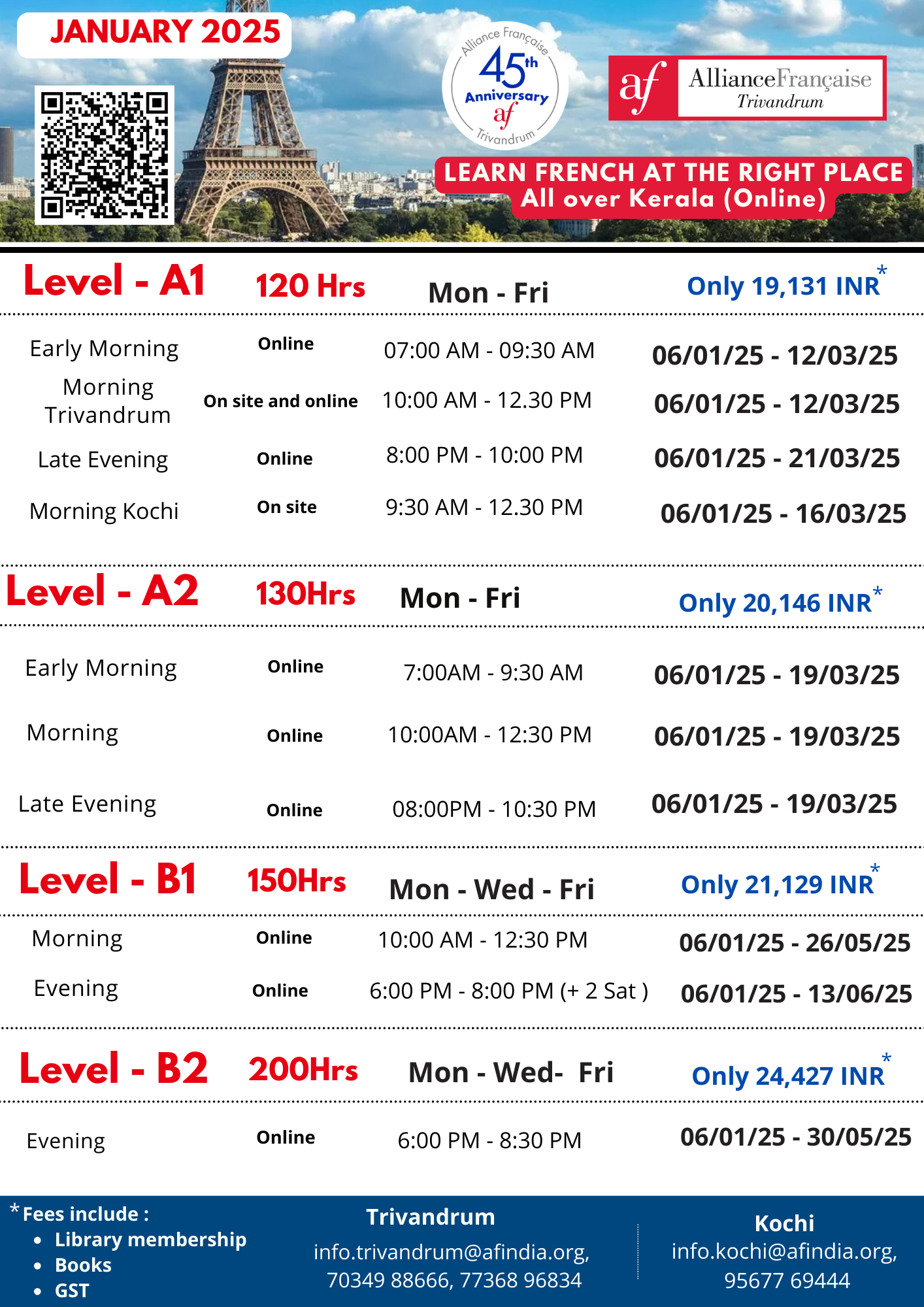Curriculum & Fees – Alliance Française de Trivandrum
