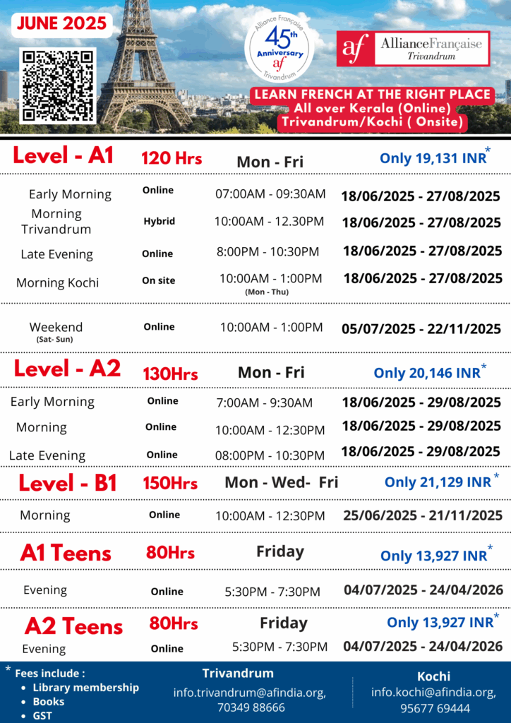 Curriculum & Fees – Alliance Française de Trivandrum